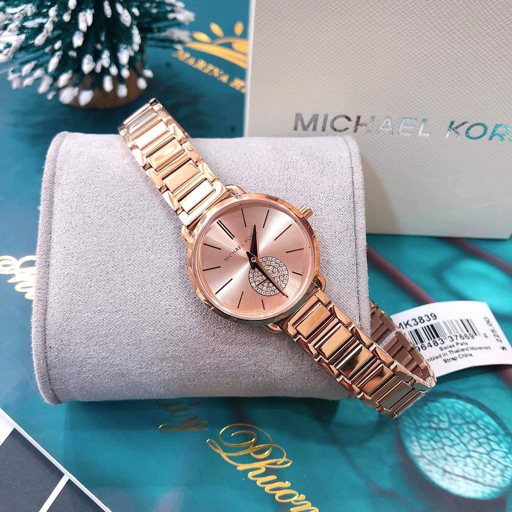 Đồng Hồ Michael Kors Nữ MK3839 Dây Kim Loại Vàng Hồng 28mm Chính Hãng