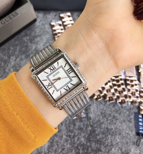 Đồng Hồ Guess Nữ Dây Lưới Bạc Highline W0826L1 28x28mm Chính Hãng
