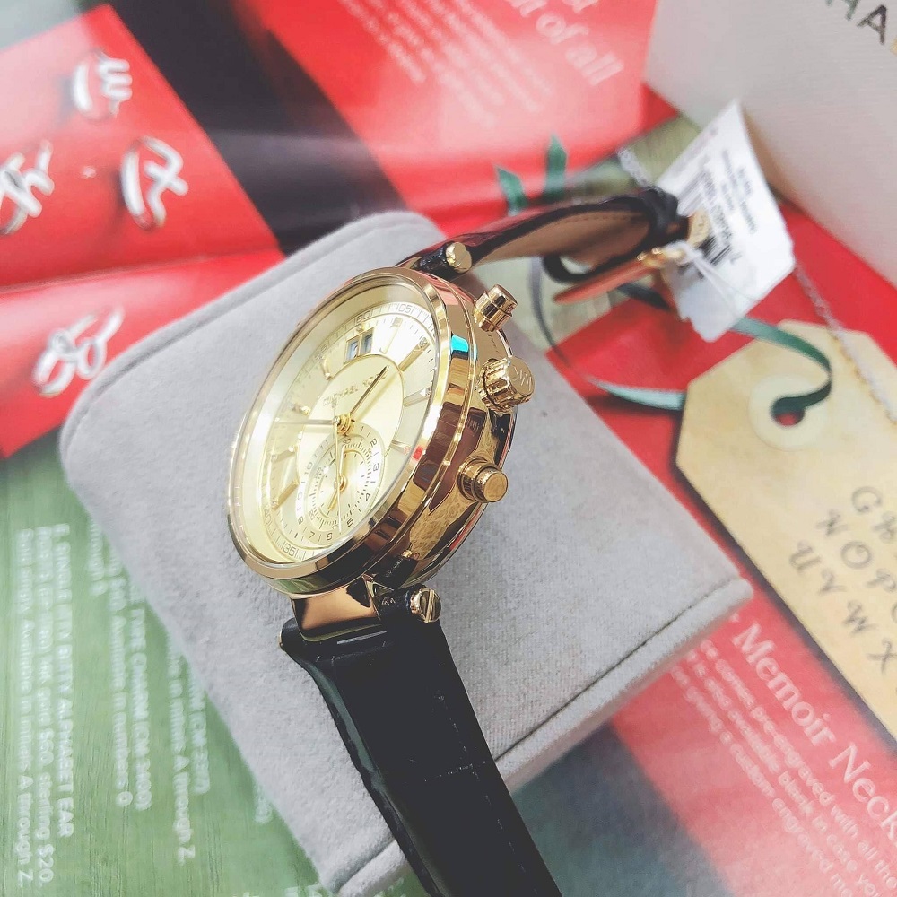 Đồng Hồ Michael Kors Nữ MK2433 Dây Da Đen 39mm Chính Hãng