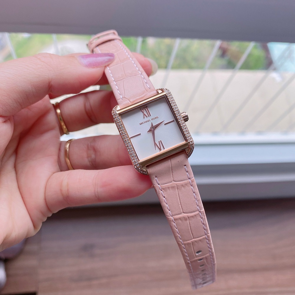 Đồng Hồ Michael Kors Nữ Dây Da Hồng MK2763 24x30mm Chính Hãng