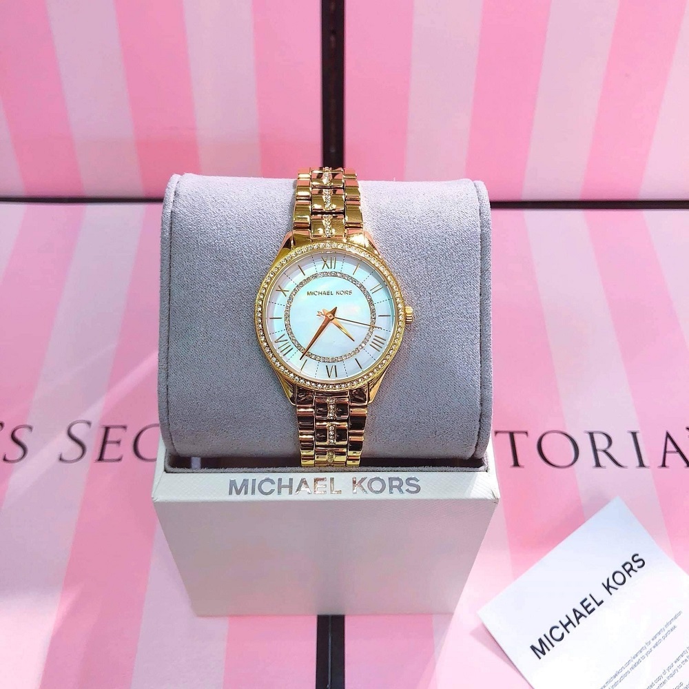 Đồng Hồ Michael Kors Nữ MK3899 Dây Kim Loại Vàng Viền Đính Full Đá 34mm ...